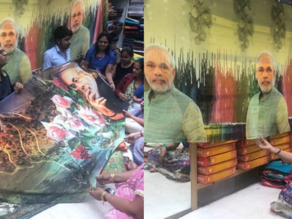 'Modi'-fied Fashion: Sarees With PM Narendra Modi's Face Flood Markets ...