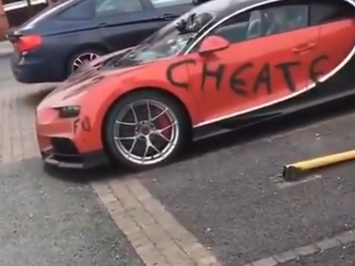 Someone Spray Painted ‘Cheater’ On A Bugatti & Poked Holes In Its ...