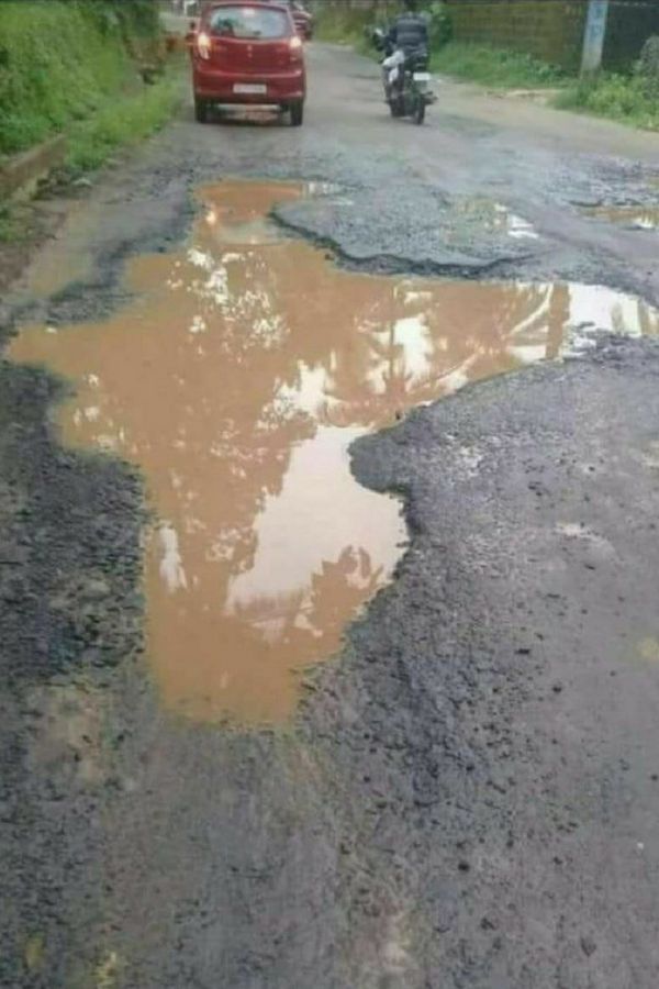 This Pothole's Uncanny Resemblance To The Map Of India Is Giving The ...