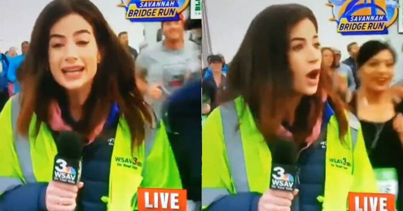US Reporter Gets Slapped On The Rear By Marathon Runner On Live TV