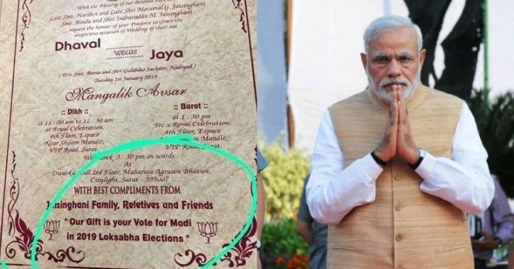 This Is Unique, Couples Are Now Asking Guests To Vote For PM Modi As ...