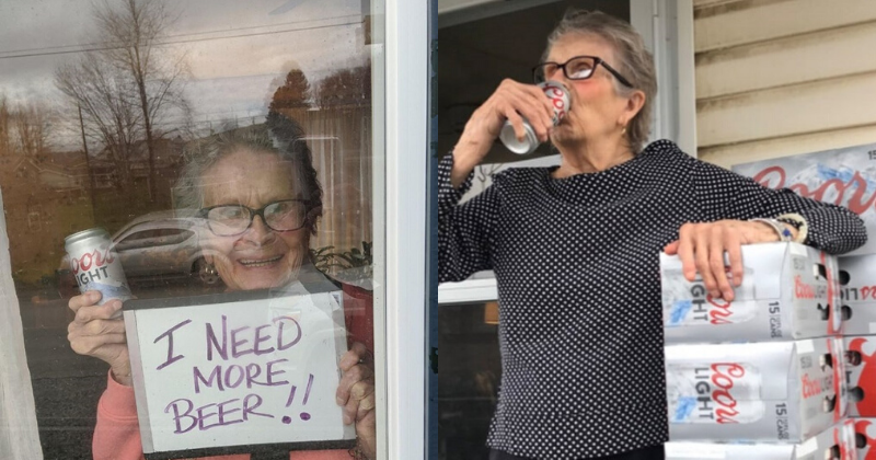 Woman Who Went Viral For Holding Up A 'I Need Beer Sign' Gets Her Wish ...
