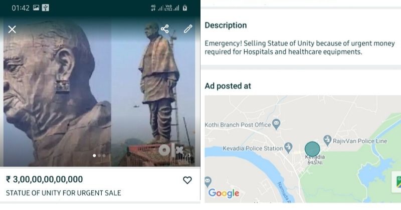 Someone Apparently Put Up Statue Of Unity For 'Sale' For Rs 30k Cr To ...