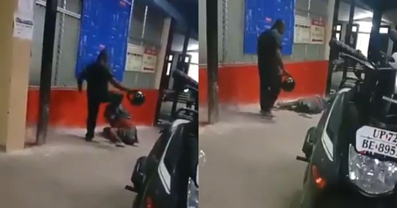 Security Guard Thrashes Old Woman