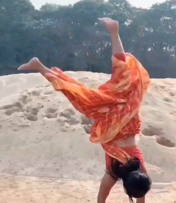 Watch: Woman Does Backflips In A Saree