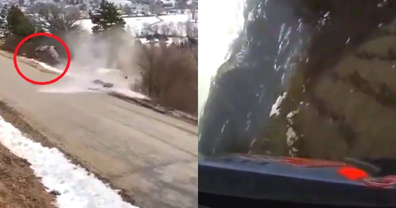 After Flying Off A Mountain, Car Spins Multiple Times In Air, Driver ...