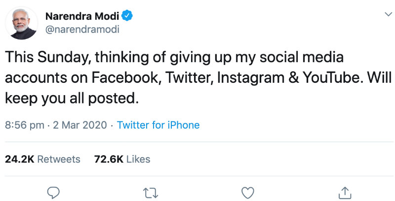 PM Modi Does The Unthinkable, Says He's Thinking Of Quitting Social Media