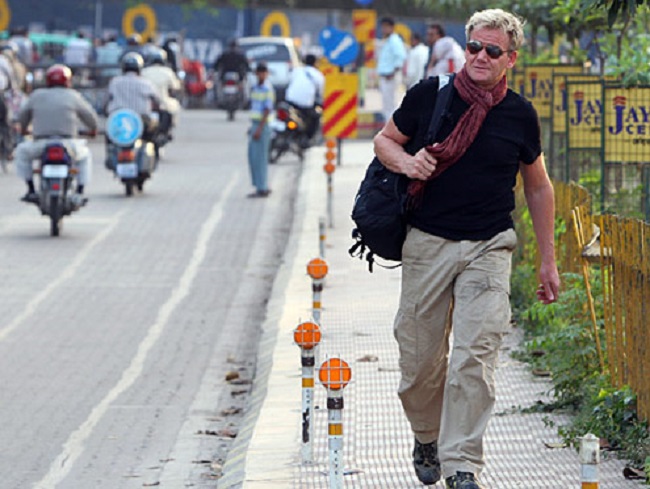 Gordon Ramsay Grates Coconut With His Feet