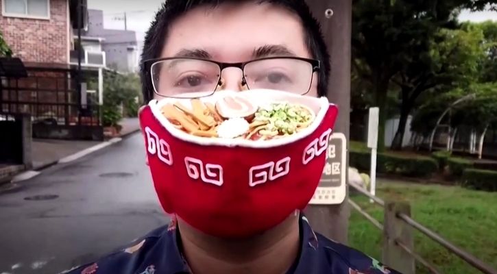 Japanese Guy Builds The Most Useless Face Mask For Fun, And It's Not Safe