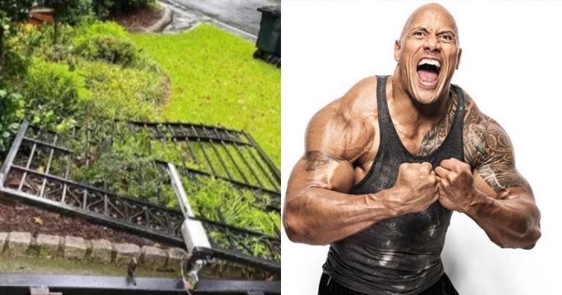 Watch: Dwayne Johnson Rips Gate Off Wall