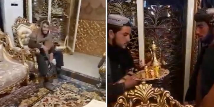 Taliban Fighters Lounge In Fleeing Army Leader’s Mansion