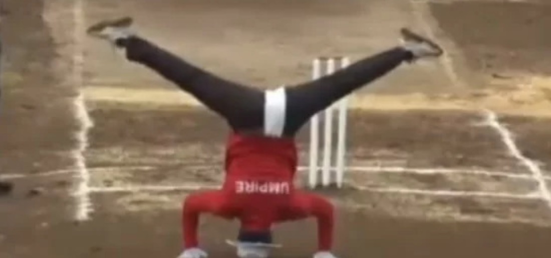 Umpire Signals Wide Ball With Upside Down Leg Split In Viral Video