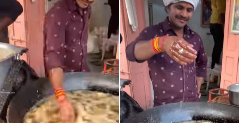 Jaipur Street Vendor Fries Pakodas In Boiling Hot Oil With Bare Hands