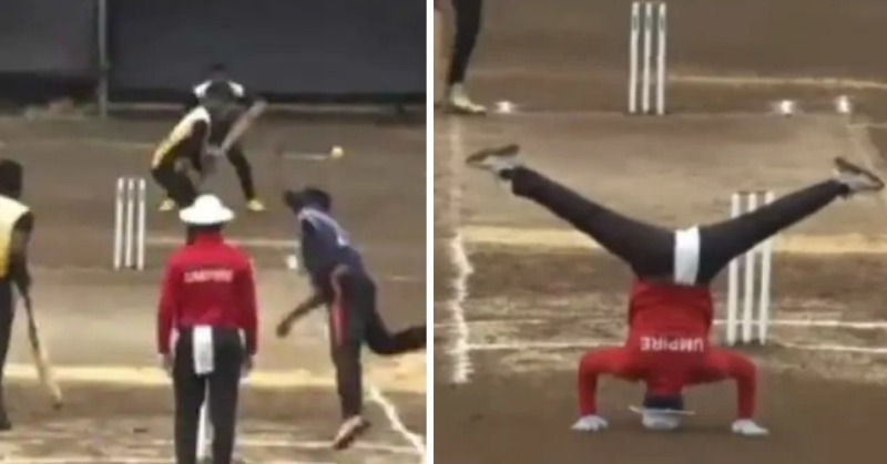 Umpire Signals Wide Ball With Upside Down Leg Split In Viral Video