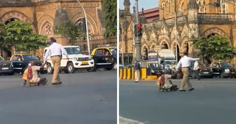Mumbai Traffic Cop Helps Specially-abled Man Cross Busy Road