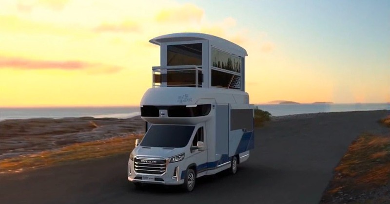 Luxury RV With An Expanding Second Floor And An Elevator