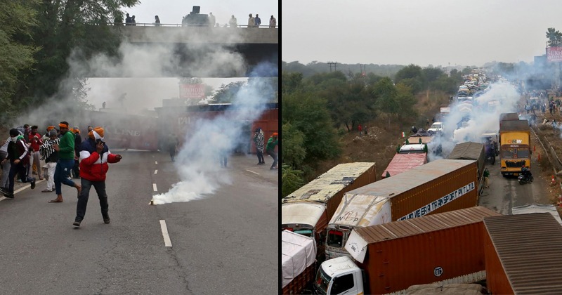 Protesting Farmers Moving Towards Delhi Attacked With Tear Gas Shells ...