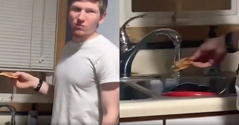 Man Wets His Pizza In Water To 'Cool It Down'