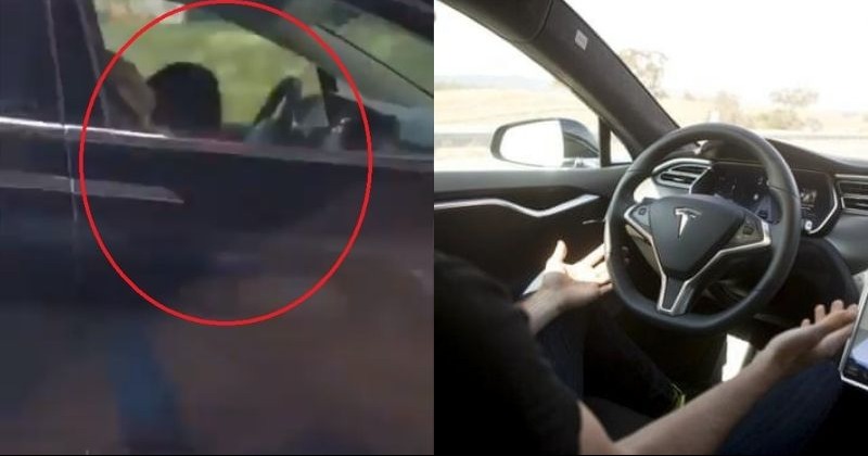 Viral Footage Shows Tesla Driver & Passenger Sleeping
