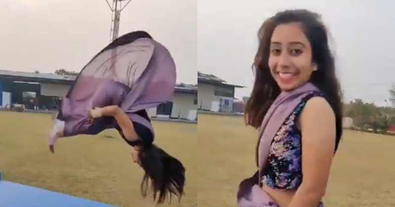 Video: Gymnast Doing Backflips In A Saree