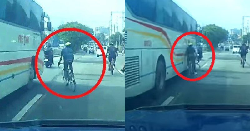 Watch: Careless Cyclist Rams Into Bus In Viral Video