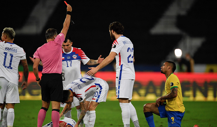 Brazil Footballer Gabriel Jesus Sent Off In Copa America Game For ...
