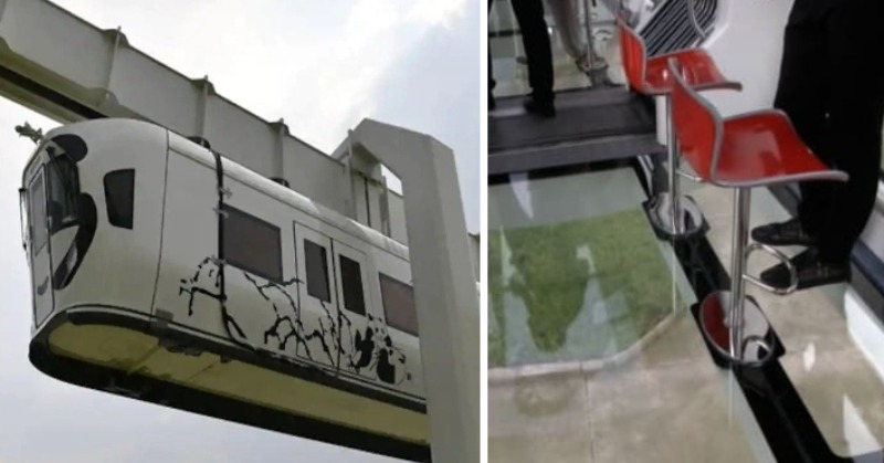 Glass-Bottomed Sky Train Debuts In China's Sichuan Province