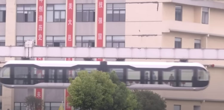 Glass-Bottomed Sky Train Debuts In China's Sichuan Province