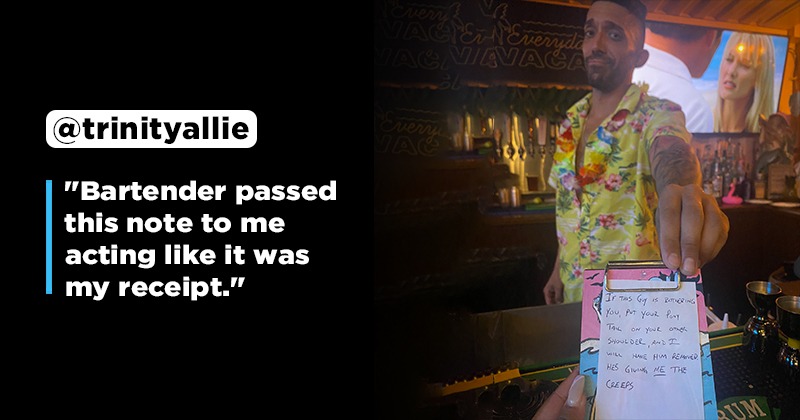 Bartender Discreetly Offers Help To Woman Being Harassed By Customer