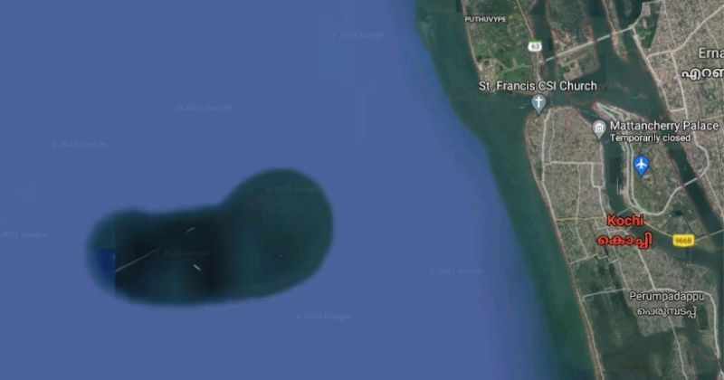 Google Maps Shows Undiscovered Underwater Island Near Cochin In Arabian Sea