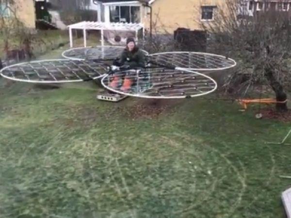 Watch: Man Creates A Rideable Drone At Home