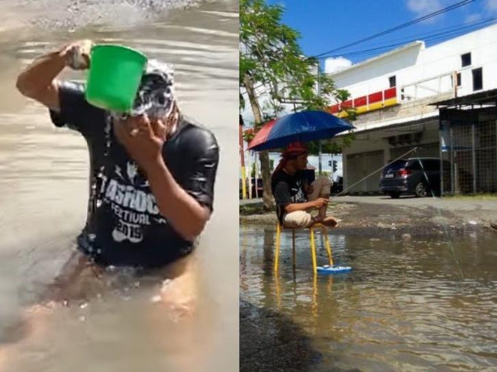 Man Bathes And Goes Fishing In Pothole, Authorities Rush To Fix It