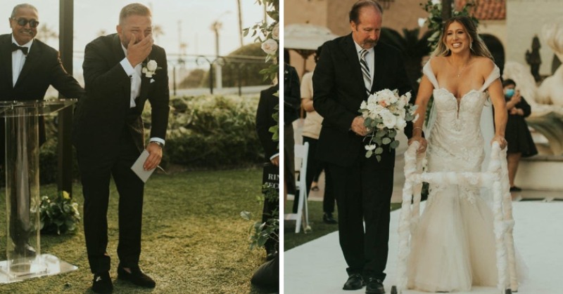 Paralyzed Bride Surprises Her Groom By Walking Down The Aisle At Their ...