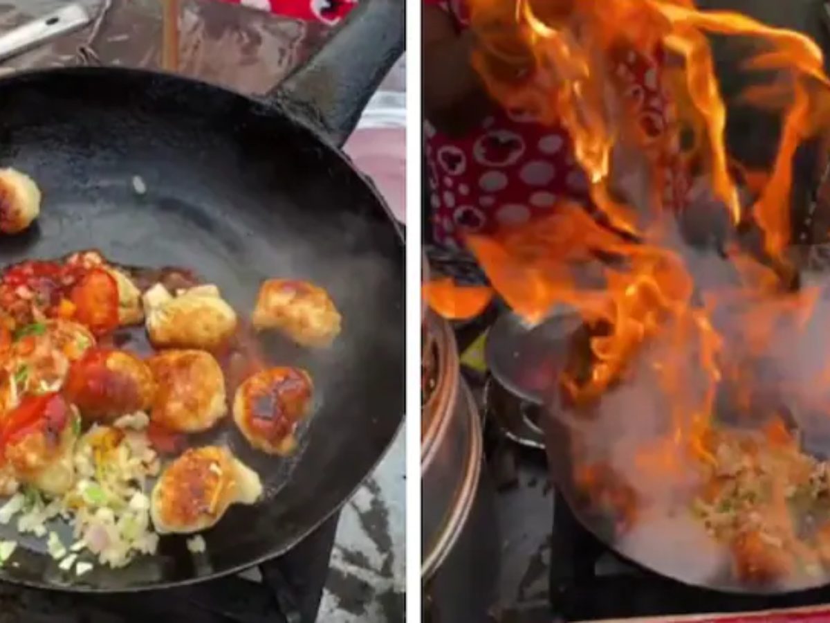 Watch: Street Vendor Makes 'Fire Momo'