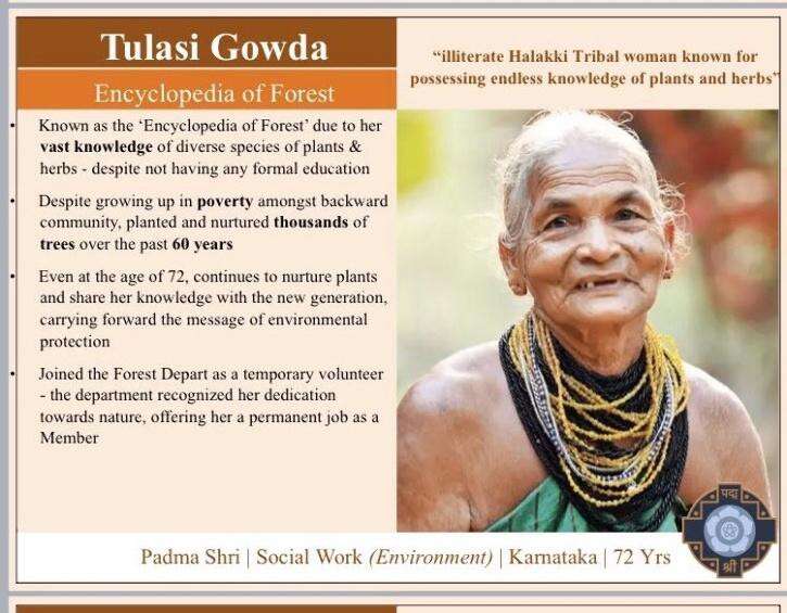 Barefoot & Dressed In Traditional Attire, Environmentalist Tulasi Gowda ...