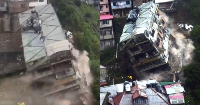 8-storey Building Collapses In Shimla Due To Massive Landslide, Visuals Go Viral