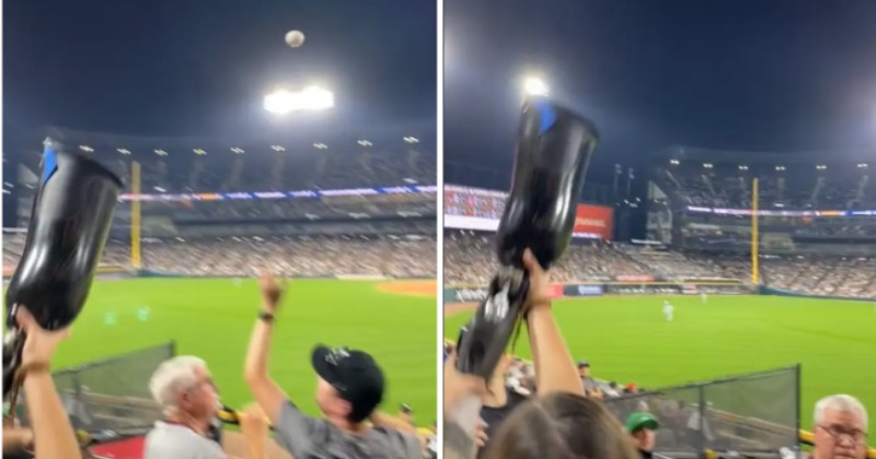 Woman Catches Baseball In Her Prosthetic Leg