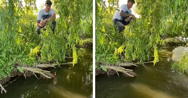 Fisherman Almost Gets Pulled In Lake