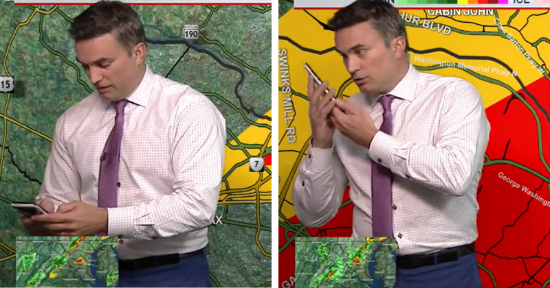 Weather Reporter Calls His Kids To Warn Them About The Storm While On ...