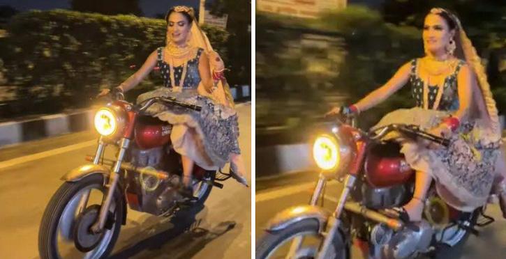 Bride Rides Royal Enfield Bullet To Wedding Venue