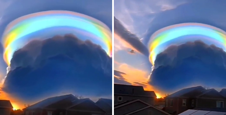 Rainbow! Iridescent Pileus Cloud Appears Over Chinese City