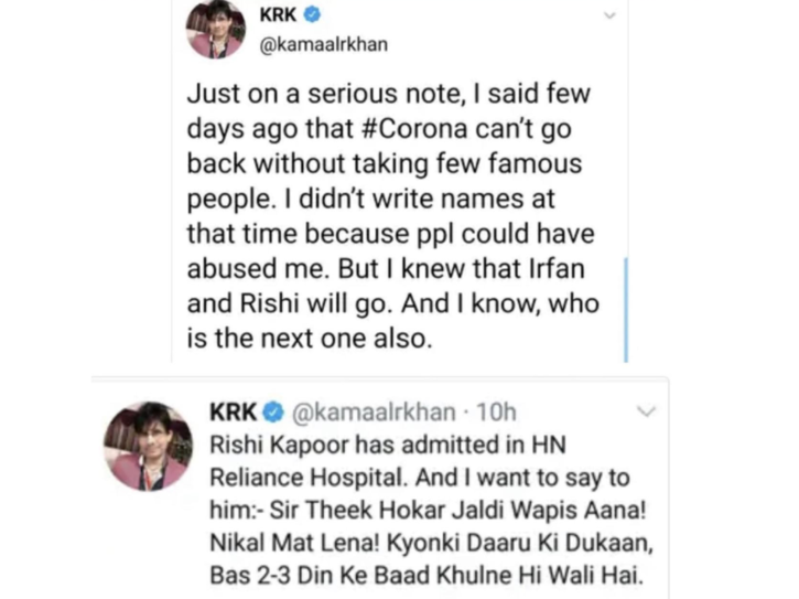 Here Are The Controversial Tweets About Irrfan Khan And Rishi Kapoor ...