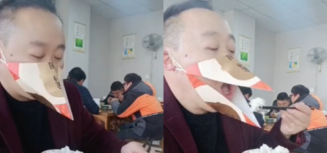 Man Wears 'Beak Mask' While Eating At Restaurant