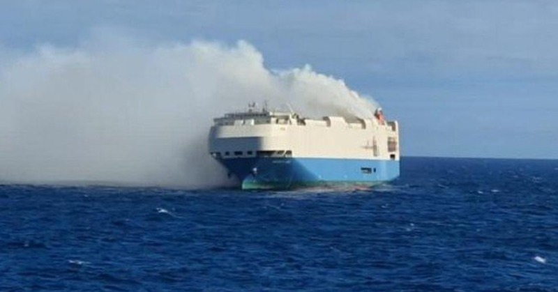 Burning Ship Drifts In Atlantic With Lamborghinis, Porsches, Audis Aboard