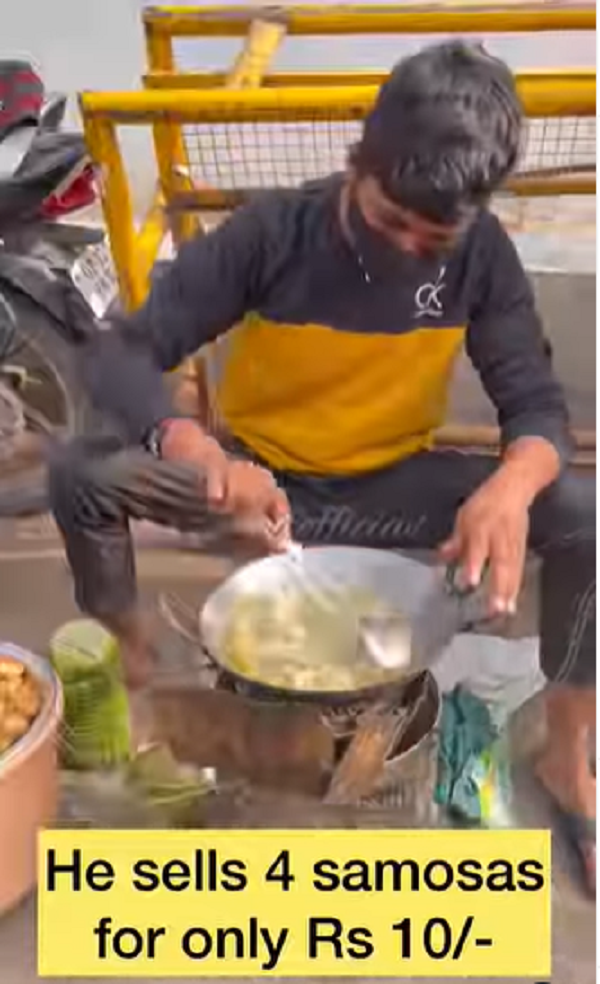 Street Vendor Sells Samosas On Makeshift Stove