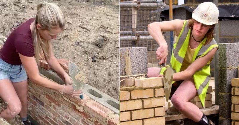Uk only female bricklayers shares hot photos online | ये एक राजमिस्त्री हैं, ईंटा उठाकर जोड़ती ...