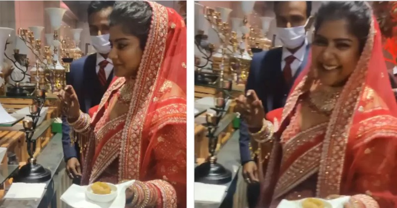 Bride Enjoys Pani Puri At Wedding