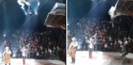 Circus Performer Crashes 20 Feet To The Ground After Stunt