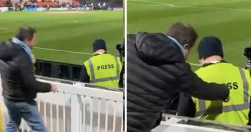 Football Fan 'Presses' Member Of Press In The Back In Viral Video