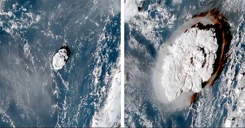 Tonga's Giant Volcanic Eruption Caught On Satellite, Country Hit By Tsunami